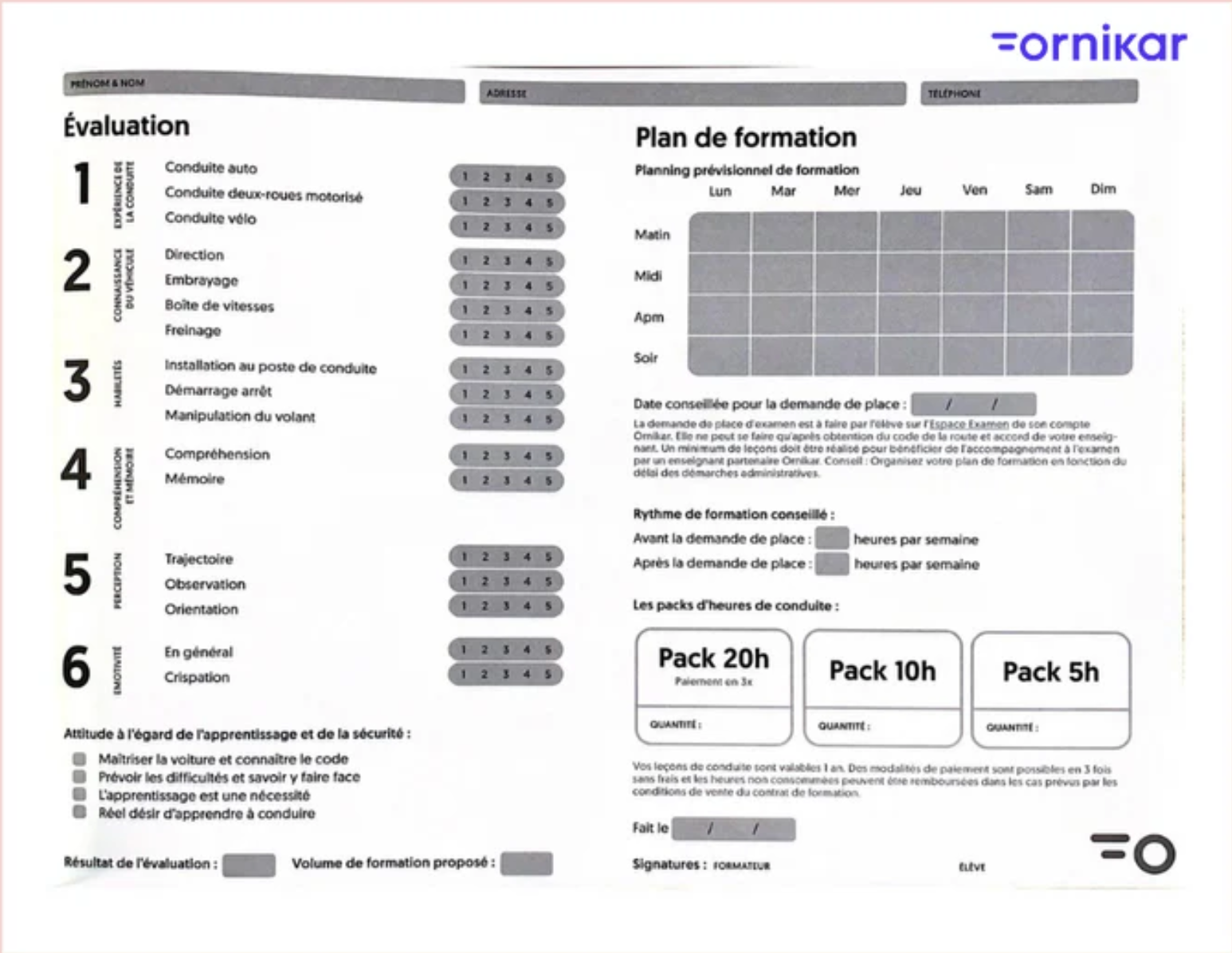 Élaborer un plan de formation avec la fiche d'évaluation Ornikar
